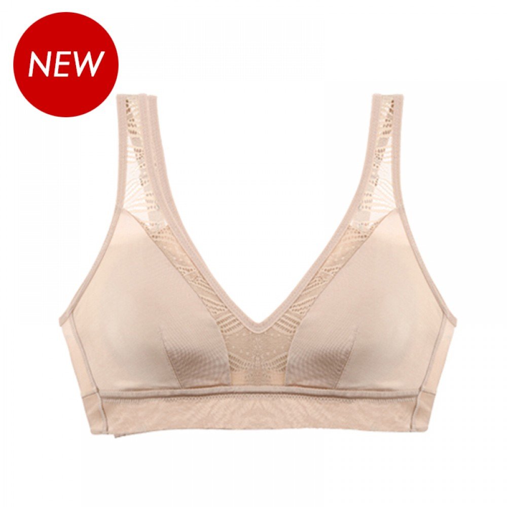 COMFORTLAB Beige Soft Deep V Cozy Coolsilk Bralettes